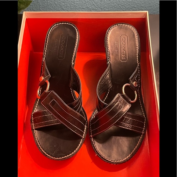 Coach | Shoes | Classy Black Coach Wedge Sandals | Poshmark